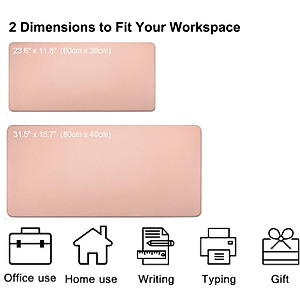 SUJAYU Dual Sided PU Leather Desk Pad, Mouse Pad, Office Desk Mat, Non-Slip Laptop Desk Pad, Waterproof Desk Writing Pad for Office and Home (23.6" x 11.8", Pink+Light Blue)