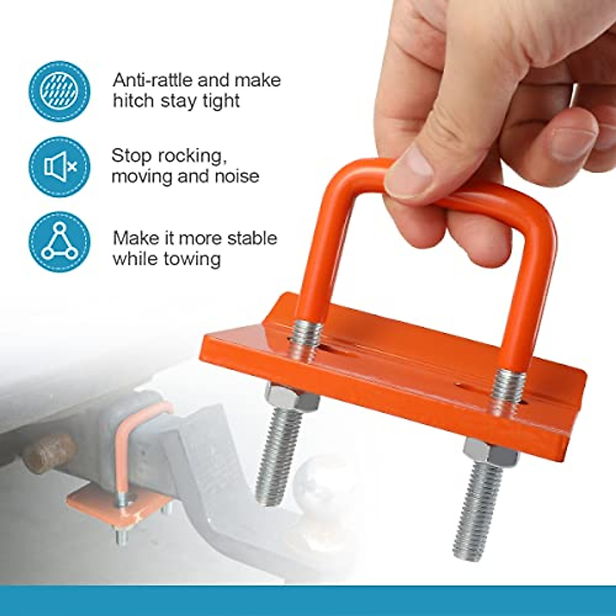 Lenink Trailer Hitch Tightener, Heavy Duty Steel Anti Rattle Tow Hitch Stabilizer with a Wrench for 1.25” or 2” Hitch