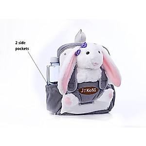 JiKeNi children's backpack, rabbit toy, boy and girl backpack, plush bag rabbit soft doll 10 inches (white)