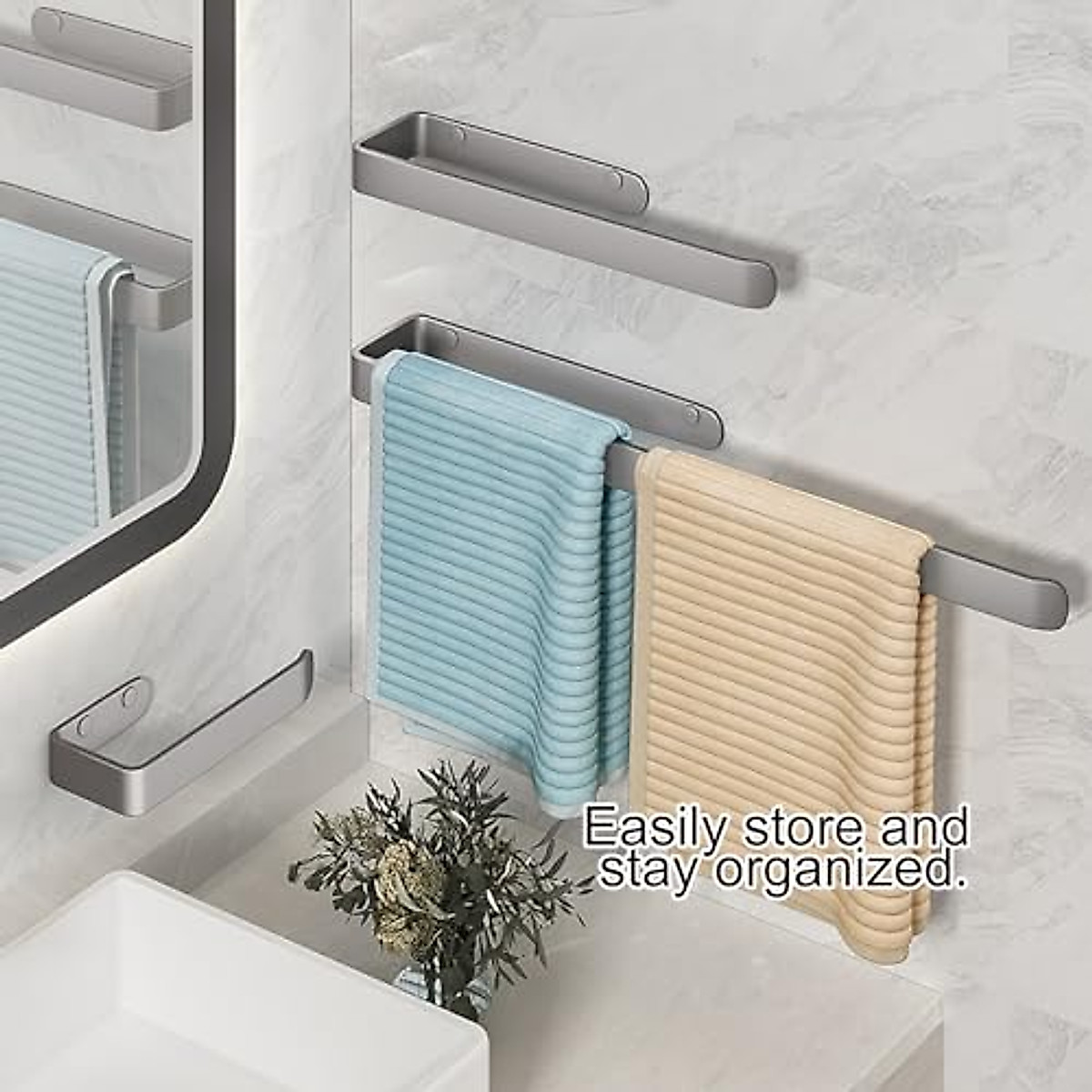 Towel Racks, Towel Rack Wall Mounted, Towel Bar, Towel Holder, Bathroom Hardware Accessory for Bath Vanity Kitchen Door Shower (Color : White, Size : 6.9in/17.5cm)