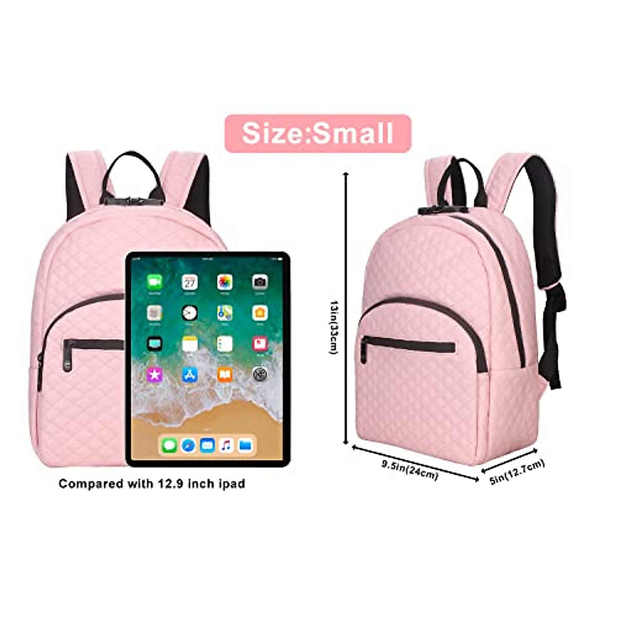 FIREDOG Smell Proof Backpack with Lock for Men Women Travel (Pink, 9.5x5x13 Inch)