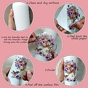 GUNKY UV DTF Cup Wrap, 9Sheets Coffee Theme Rub on Transfers for Crafting 16OZ Libbey Glass Cups Wrap Transfer Stickers Decals Waterproof Crafts Vintage, Pink