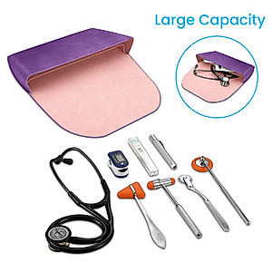Stethoscope Case for MDF Acoustica Lightweight Stethoscope, SKYREH PU Leather Portable Carry Case for 3M Littmann Classic III, Cardiology IV, 3M Lightweight II S.E.Stethoscope (Purple)