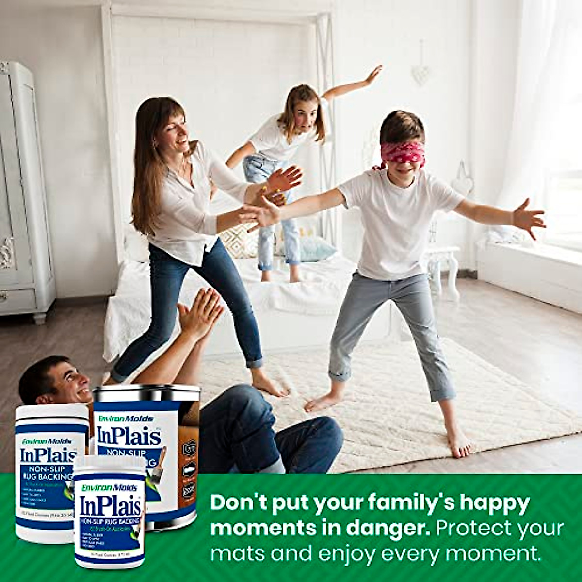 InPlais Non-Slip Area Rug Backing 1-Gallon (3.7854 Liters) Fabric & Floor Safe Latex Layer | Easy, Paint-On Application Liquid | Kitchen, Bathroom, Hallway, Living Room | Dries Quickly