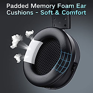 Jeecoo J75 USB Gaming Headset for PC - 7.1 Surround Sound, Retractable Clear Microphone, Ultra-Soft Memory Foam Ear Pads, Flowing RGB Lighting - Compatible with Laptops Desktop Computers