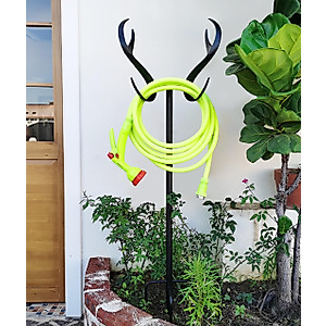 BSTWISH Iron Antler Hose holder - Decorative Hose Butler Hose Reel - Antler Hose Stand Hanger, Heavy Duty Reindeer Water Hose Rack