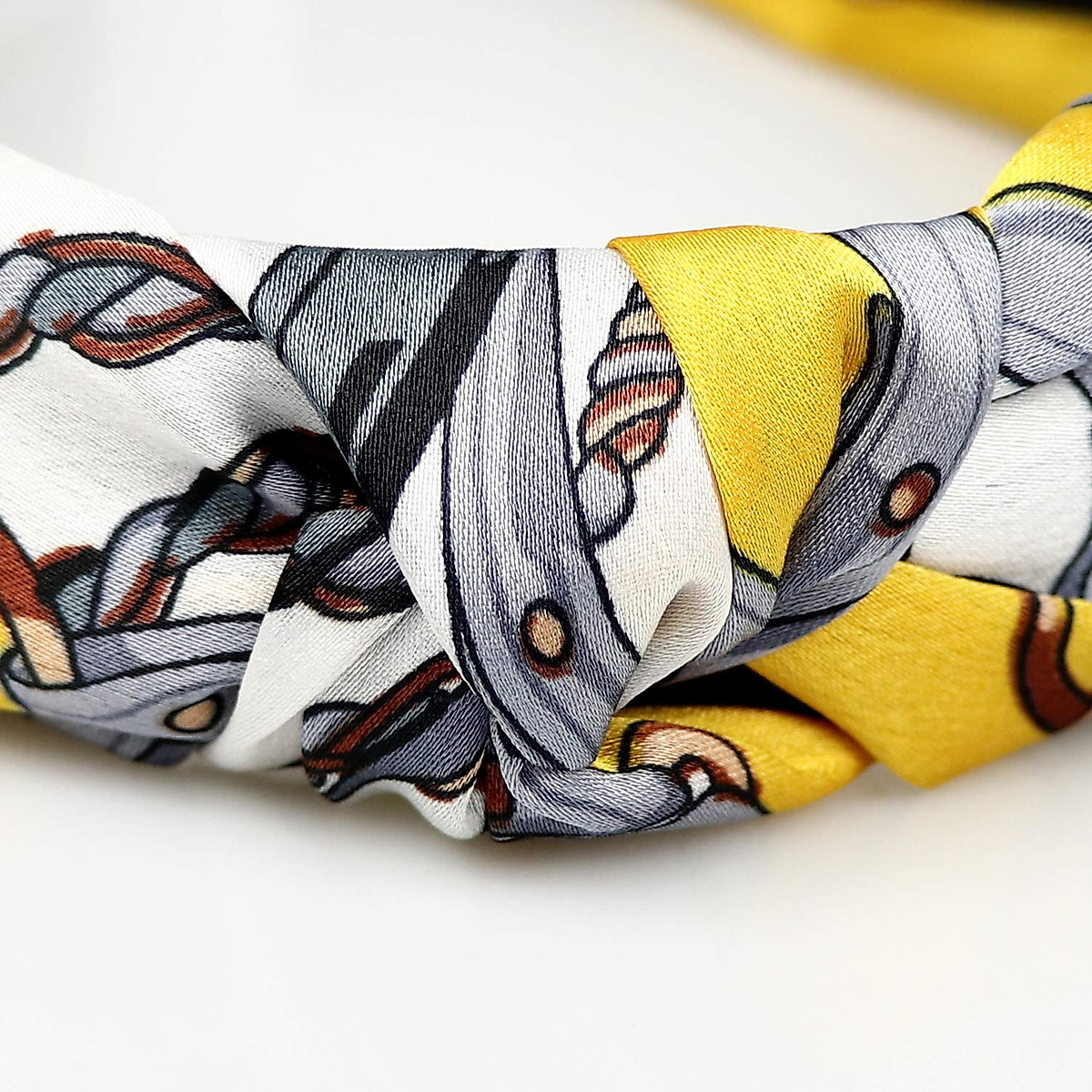 DRESHOW 4 Pack Boho Fashion Turban Headbands for Women Girls Flower Printed Plastic Head Band Vintage Cross Hair Accessories