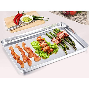 TeamFar Baking Sheet Set of 2, Baking Pans Tray Cookie Sheet Stainless Steel, Non Toxic & Healthy, Mirror Finish & Rust Free, Easy Clean & Dishwasher Safe