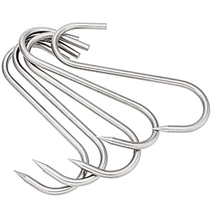 KOHAND 8 Pack 10 Inch S-Shaped Meat Hook, 10MM Thick Stainless Steel Butcher Hook, Sausage Hooks for smudging, Grilling, Drying