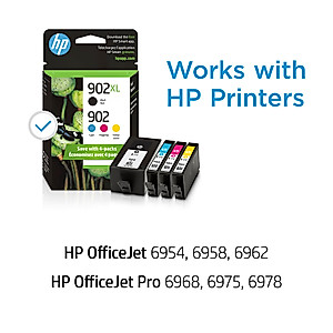 HP 902 / 902Xl (T0a39an) Ink Cartridges (Cyan Magenta Yellow Black) 4-Pack in Retail Packaging