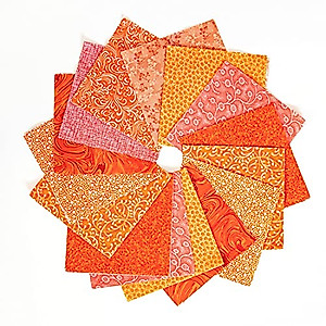 AbsoluteBestChoice 18 Strips-Orange Jelly Roll 2.5 inch pre-Cut 100% Cotton Fabric Quilting Strips