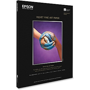 Epson Velvet Fine Art Paper (8.5x11 Inches, 20 Sheets) (S041636) , White