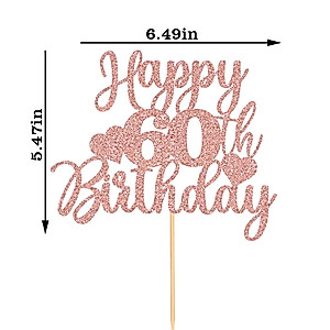 bd1 Noeutabs Happy 60th Birthday Cake Topper-Rose Gold 60th Birthday Cake Topper-Cheers 60 Years Old Glitter Letter Party Decoration (60), KK-180
