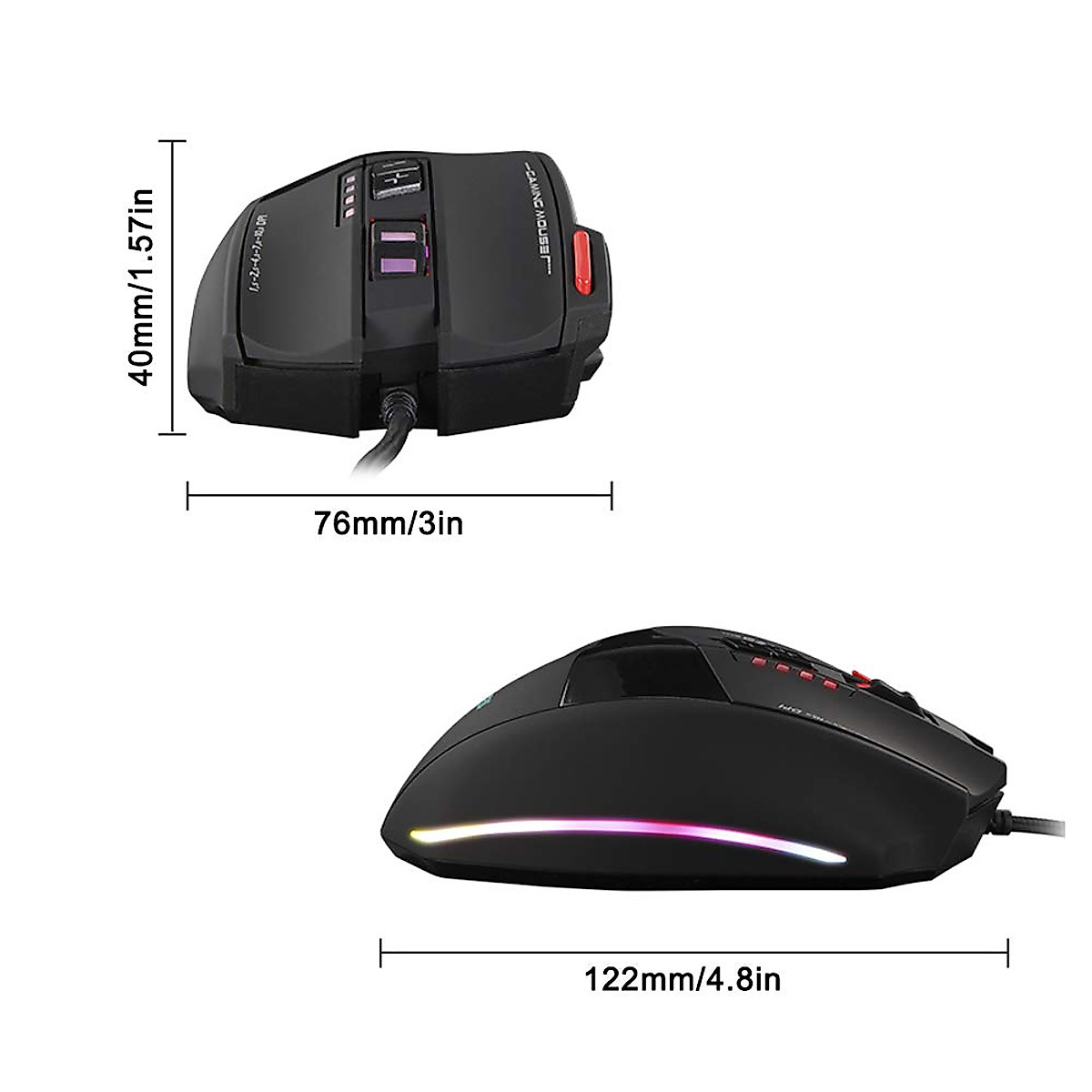 Zelotes C13 Gaming Mouse, AFUNTA LED Optical Gaming Mouse Wired with 13 Programmable Buttons, Compatible with PC Mac Laptop, DPI 1500/2500/4000/7000/10000