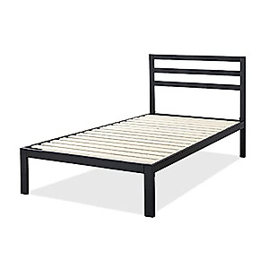 ZINUS Mia Metal Platform Bed Frame with Headboard / Wood Slat Support / No Box Spring Needed / Easy Assembly, Twin ,Black