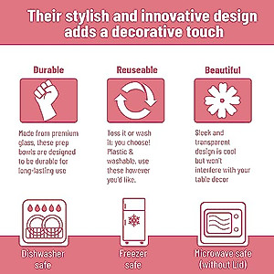 SQARR Mini Glass Prep Pinch Bowls - Set of 15, 3.5 inch 4 oz Clear Glass Bowls for Condiments, Small Glass Bowls, and Pinch Bowls