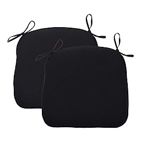 Augld 2 Pack Water Repellent Patio Chair Cushion Breathable 17"x16" Seat Cushion with Ties Black-2