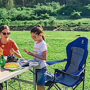 EVER ADVANCED High Back Folding Camping Chair Oversized and Fully Padded, Portable Quad Camp Lawn Chair Up to 300 lbs, with Cup Holder Armrest Carrying Bag