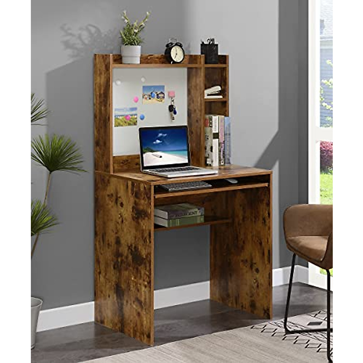 Convenience Concepts Designs2Go Student Desk with Magnetic Bulletin Board and Shelves, Barnwood