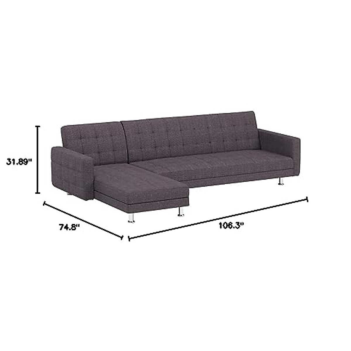 Gold Sparrow Frankfort Convertible Sectional Sofa Bed, Gray