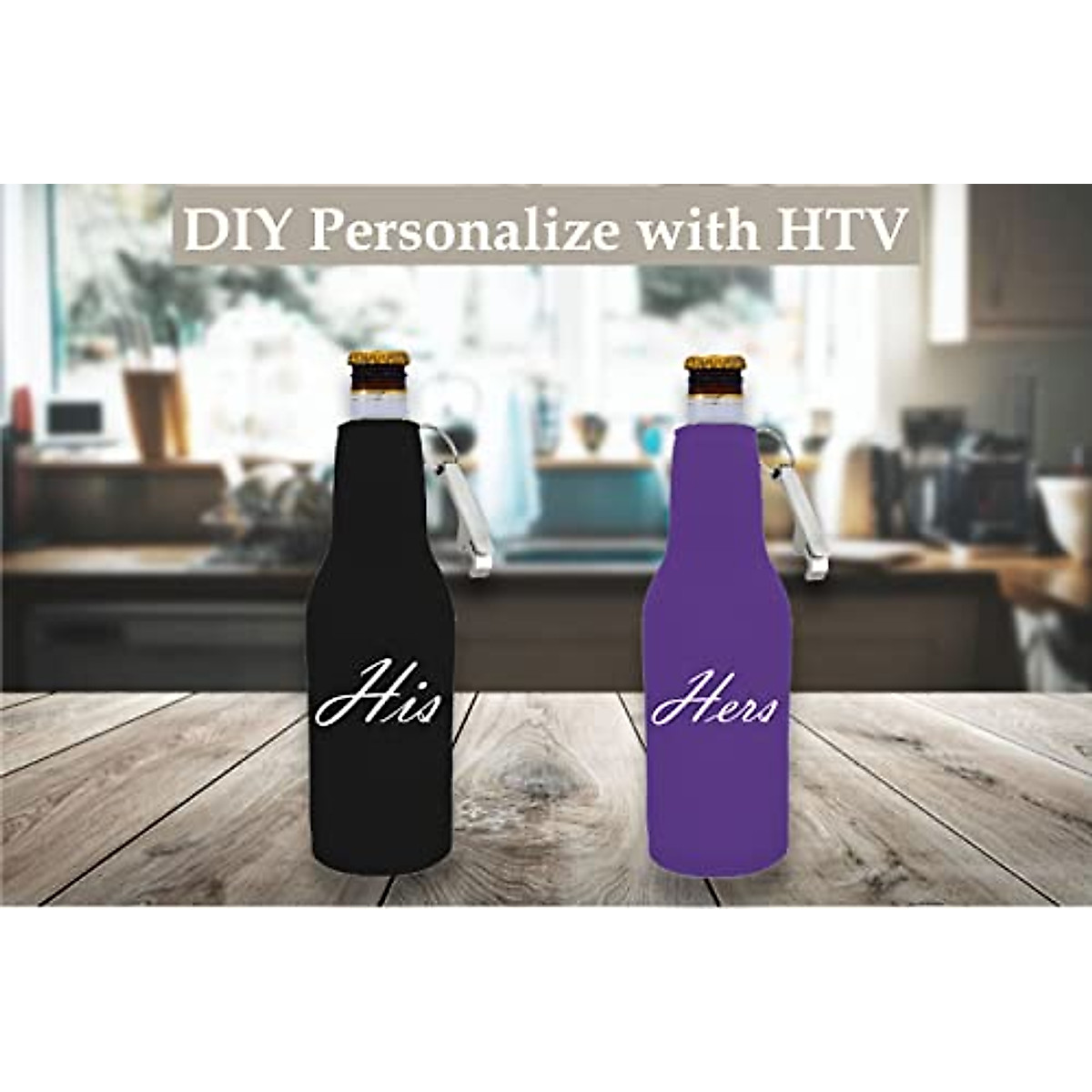 Blank Neoprene Beer Bottle Coolie with Opener (Variety Color 6 Pack)