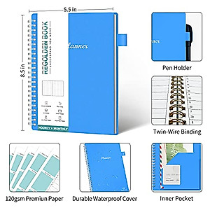 Weekly Schedule Planner Undated with Year Weekly Monthly, Regolden-Book Hourly Appointment Book Academic Planner, 53 Weeks,12 Month Journal Notebook Productivity with Twin-Wire Binding Flexible Cover