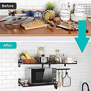 Goyappin Wall-Mounted Electric Oven Holder Shelf, 23.58"x15.52" Microwave Wall Shelf Microwave Oven Rack Kitchen Wall Pot Pan Rack Weight Bearing 80 lbs for Electric Oven Microwave