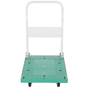 Vestil FPT-2133 Plastic Platform Truck with Fold Down Handle, 500 lbs Capacity, 33" Length x 21" Width x 6-1/2" Height Deck