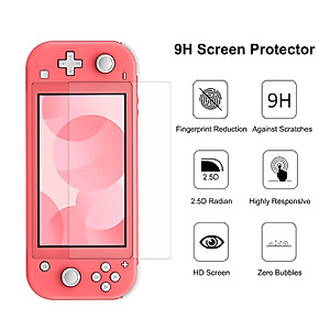 Tscope Cute Carrying Case for Nintendo Switch Lite, Pink Sakura Portable Hard Shell Girls Travel Storage Bag, with Glass Screen Protector & Thumb Grip Caps (Switch Lite Pink)