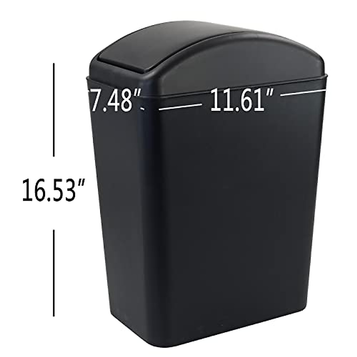 Qskely 4.5 Gallon Plastic Swing-Top Trash Can, Garbage Can with Swing Lid, Balck