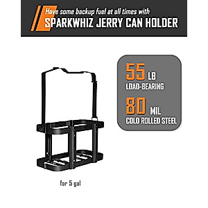 SPARKWHIZ Jerry Gas Can Holder, 5 Gallon / 20 Liter Steel Jerry Can Mount, 2023 Upgrade