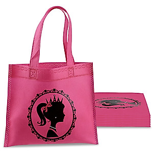 XUWAIDSGN 24 Princess Goodie Bags - Cute Rose Red Party Favor Bags With Handles for Girls' Birthday & Shower Parties