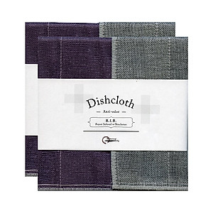 IPPINKA Nawrap Binchotan Dishcloths, Set of 2, Purple x Charcoal