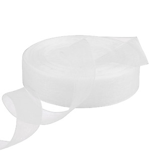 Hapeper 1 Inch Sheer Organza Chiffon Ribbon, 50 Yards/ Roll (White)