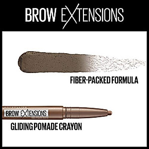 Maybelline Brow Extensions Fiber Pomade Crayon Eyebrow Makeup, Soft Brown, 1 Count