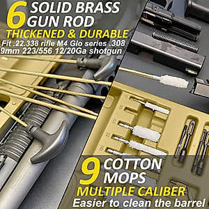 iunio Universal Gun Cleaning Kit, with Mat and Case, Full Brass Jags, Rods and Adapters, for All Guns, Rifle, Shotgun, Handgun, Pistol, Hunting, Shooting, All Caliber