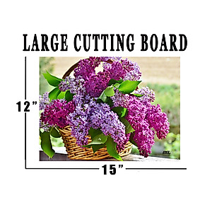 Flower Lavender Lilac Floral Kitchen Glass Cutting Board Decorative Gift For Mom Design