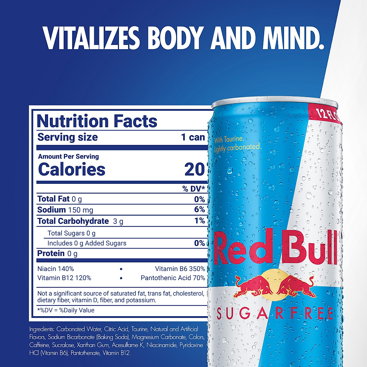 Red Bull Sugar Free Energy Drink with 114mg Caffeine plus Taurine & B Vitamins, 12 Fl Oz, Pack of 24 Cans