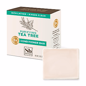 Soapbox Hair Conditioner Bar with Tea Tree Oil to Clean & Purify Dry, Damaged Hair & Scalp - 2oz Solid Conditioner, Low Plastic, Vegan, Sulfate Free, Paraben Free Hair Care