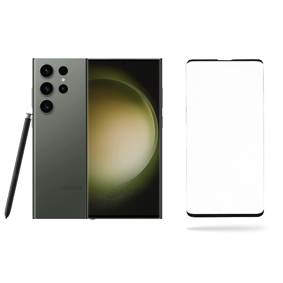 SETPOT Smartphone Protective Bundle for Samsung Galaxy S23 Ultra 5G | with Tempered Glass HD Screen Protector| Factory Unlocked Android US Version, 200MP, S Pen, Night Mode (Green, 512GB)