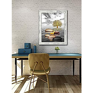 DECANIT 16x20 Picture Frames（pack of 2） Rustic White Wood Pattern Wall Mounting Poster Frame，Great for Prints, Poster, Mural and Picture