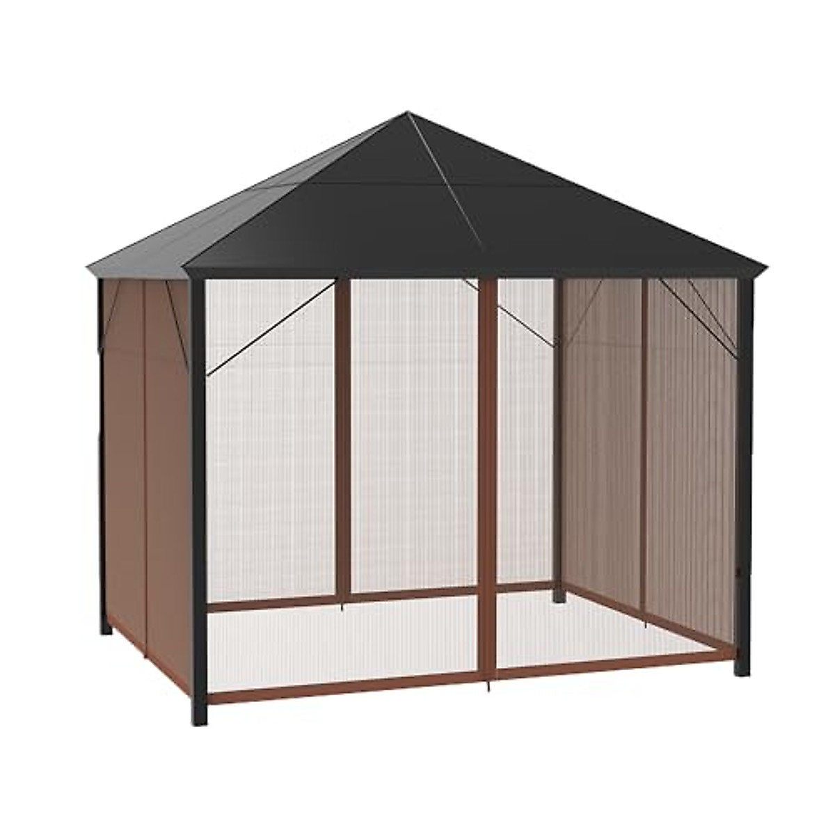 Garden lucky Replacement Gazebo Mosquito Netting 4 Panels for Patio Garden Backyard (12'x12', Coffee, Only Netting)