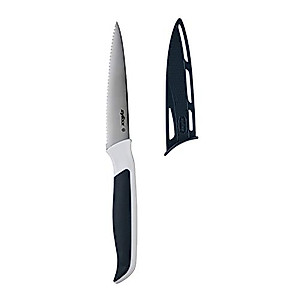 Zyliss E920216 Comfort Serrated Paring Knife, 10.5 cm/4 Inch, Japanese Stainless Steel, Black/White, Kitchen Knife/Vegetable Knife, Dishwasher Safe, 5 Year Guarantee