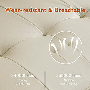 RESTREAL 83.8” Leather Sofa Couches for Living Room, Modern 3 Seater Comfy Sofa, Loveseat Sofa with Wide Armrest, Adjustable Backrest, Small Couches for Small Spaces, Apartment, Office (Beige)