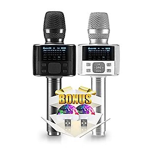 M100 - Bluetooth Karaoke Microphone - Carpool Karaoke Microphone - Bluetooth Microphone Wireless - Portable Handheld Karaoke Mic and Speaker with LED Screen - Wireless Microphones for Kids and Adults