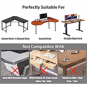 Under Desk Keyboard Tray for Corner L Shaped Desk, Clamp On Keyboard Drawer Slide Out, Ergonomic Desk Extender with Swivel Clips NO Need to Dill Holes, Black