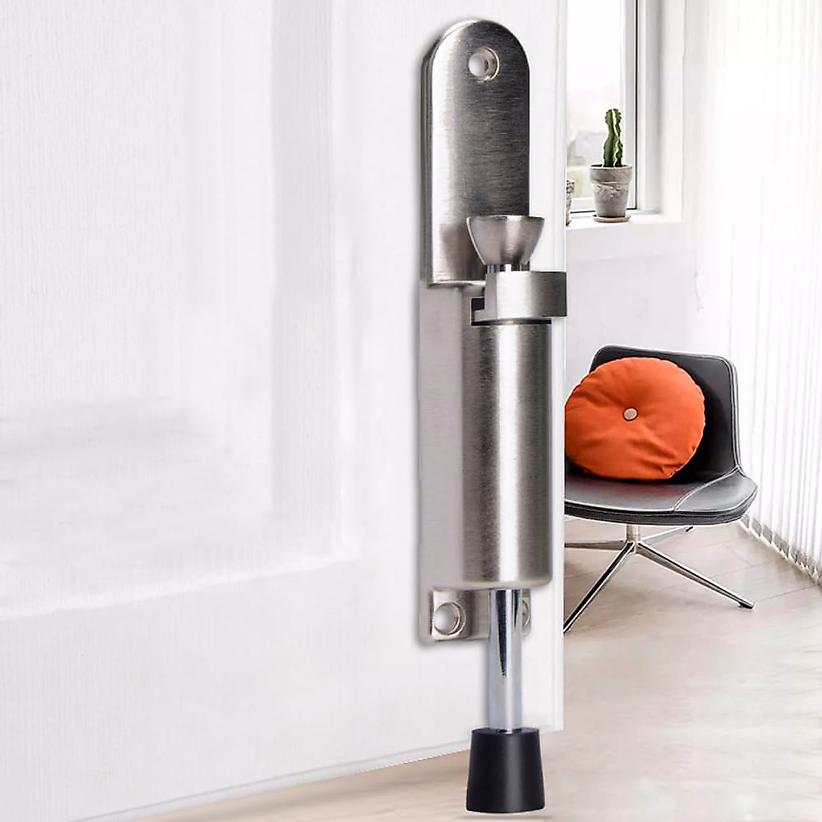 dingchi Kickdown Door Stops, Stainless Steel Easy Step Door Stopper, Spring Loaded Telescopic Step On/Off Door Stopper Rubber, Adjustable Heavy Duty Door Locks Holder Stop/Release by Foot