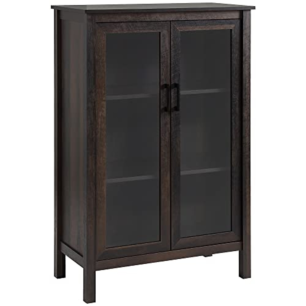 HOMCOM Rustic Kitchen Storage Cabinet, Accent Sideboard with Glass Doors Adjustable Shelves for Dining Living Room, Brown Wood Grain
