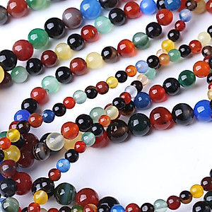 36PCS 10MM Natural Colorful Agate Stone Beads Energy Healing Beads for DIY Jewelry Bracelet Necklace Making for Jewelry Making15Inch