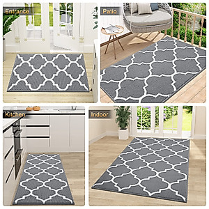 OLANLY Indoor Door Mat, 20x32, Non-Slip Absorbent Resist Dirt Entrance Mat, Washable Low-Profile Inside Floor Mat Doormats for Entryway, Grey